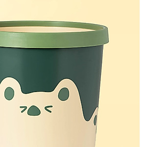 LIZEALUCKY Large Capacity Trash Can Wastebasket Recycle Bin, Cute Bear Pattern Trash Bins, Fits Under Desk and Small, Narrow Spaces in Commercial, Kitchen, Home Office and Dorm(Small Yellow)