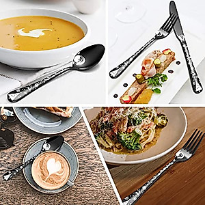 24-Piece Silverware Set Service for 6 with holder,Premium Stainless Steel Cutlery Set,Home Kitchen Restaurant Utensils,Knives Spoon and Fork Set, Mirror Polished,Dishwasher Safe.(Mirror pattern)