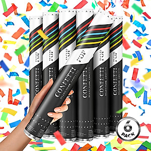 Confetti Cannon - 16" X-Large Party Poppers Confetti Shooters, Multicolor Biodegradable Confetti Cannons (Confetti Blasters/Gun/Bomb)Compressed Air, Launch 25ft, Loud Pop - For Wedding, New Year's Eve
