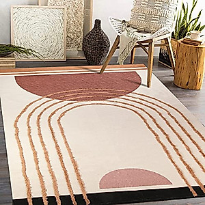 LEEVAN Boho Geometric Area Rug 4x6ft Farmhouse Rugs Washable Woven Living Room Floor Carpet Tribal Diamond Accent Rug for Bedroom Indoor Outdoor Bohemian Patio Rug Cotton Rugs for Living Room/Bedroom