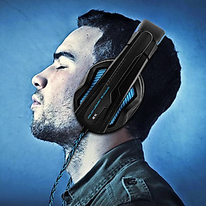 Gaming Headset,3.5mm Wired Bass Stereo Noise Isolation Gaming Headphones with Mic for Laptop Computer, Cellphone, Volume Control (Black and Blue)