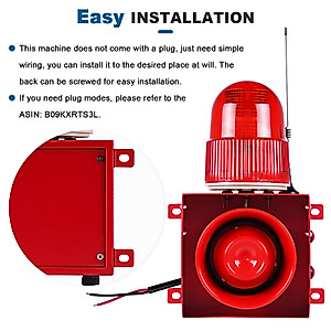 Saladulce Wireless Industrial Siren Alarm 0.311 Mile Outdoor Siren Strobe 120dB Remote Control Sound and Light Alarm IP65 Waterproof Emergency Strobe Warning Light (110V Without Plug)
