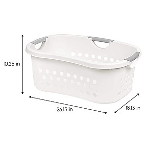 IRIS USA Hip Grip Laundry Basket, Laundry Organizer, Comfort Carry Plastic Laundry Basket with Hip Curve, 3 Handles for Easy Carry - Large, White, Pack of 2