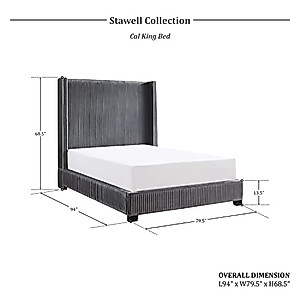 Lexicon Stawell Upholstered Panel Bed, Cal King, Dark Gray