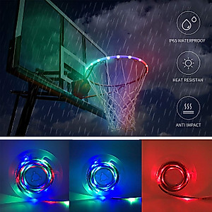 Gute LED Basketball Hoop Lights,Remote Control Basketball Rim Led Light,8 Models Solar Light,Glow-in-Dark,Waterproof,Super Bright String,Ideal for Kids,Adults Playing at Night Outdoors Indoors
