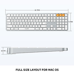ProtoArc Backlit Bluetooth Keyboard for Mac, K100-A Ultra Slim Wireless Keyboard with Numeric Keypad, 3-Device Connection, Rechargeable for Mac Mini MacBook Pro, MacBook Air, iMac, iPad