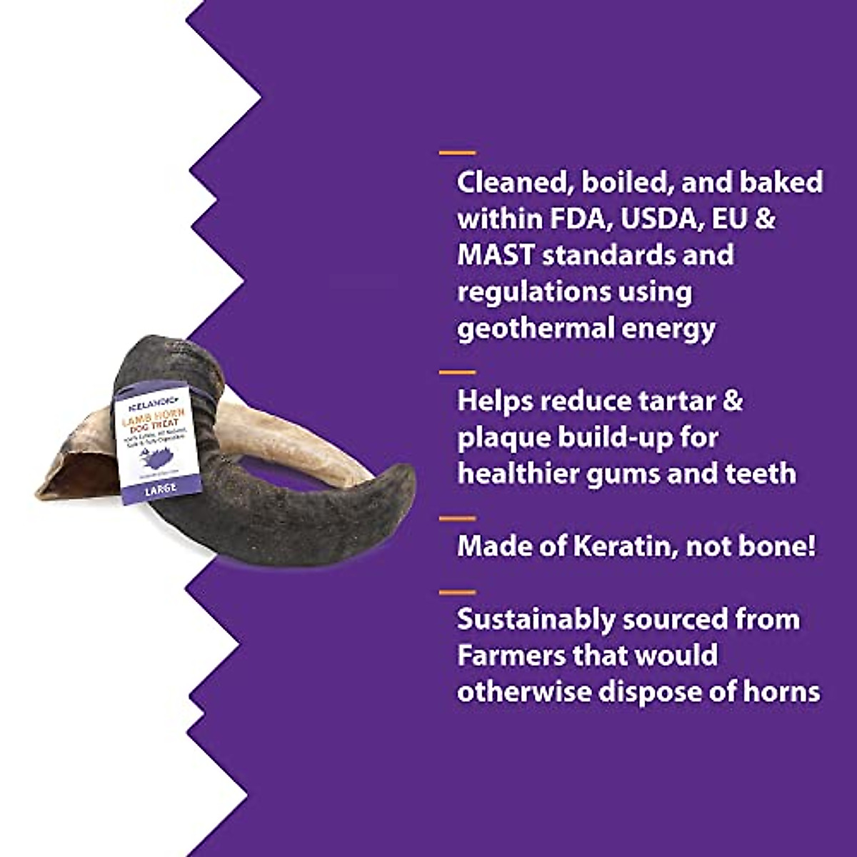 Icelandic+ Plus Large Lamb Horn Dog Chew