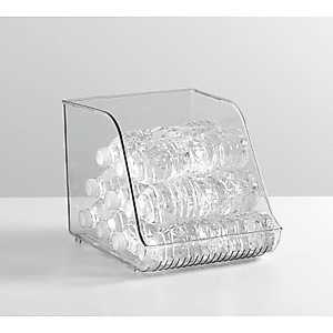 mDesign Tall Plastic Water Bottle Stackable Storage Organization Bin with Open Front for Kitchen Refrigerator, Freezer, Pantry, Holds 12 Bottled Drinks/Beverages, Ligne Collection, Clear