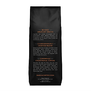 Shock Coffee - Bold all Arabica Med-Dark Roast Whole Bean, Fresh Look - Richer Taste, 1 pound