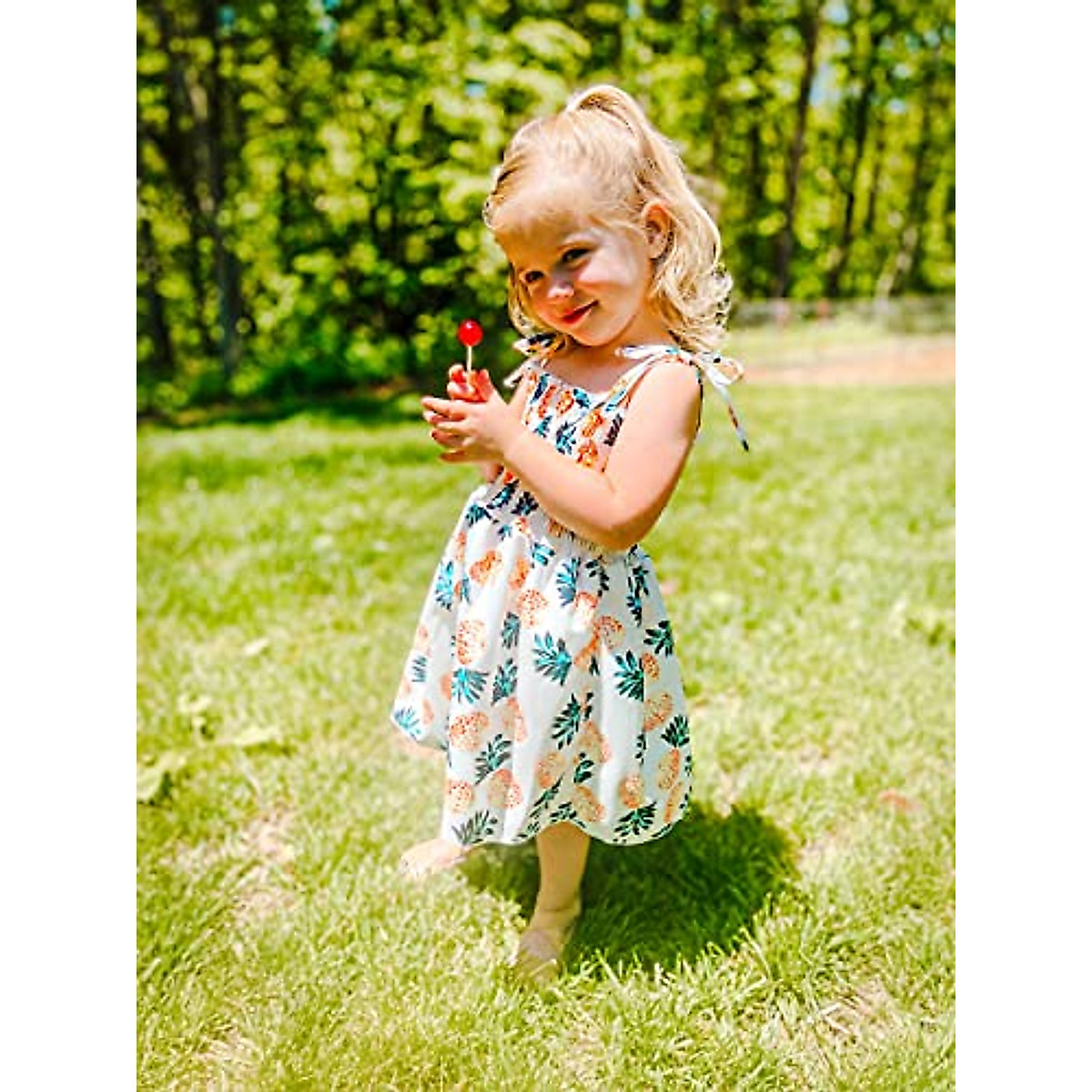Vieille Toddler Girls Casual Summer Dresses Cute Ruffle Strap Hawaii Holiday Beach Dress Clothes for 3T 4T Little Girls