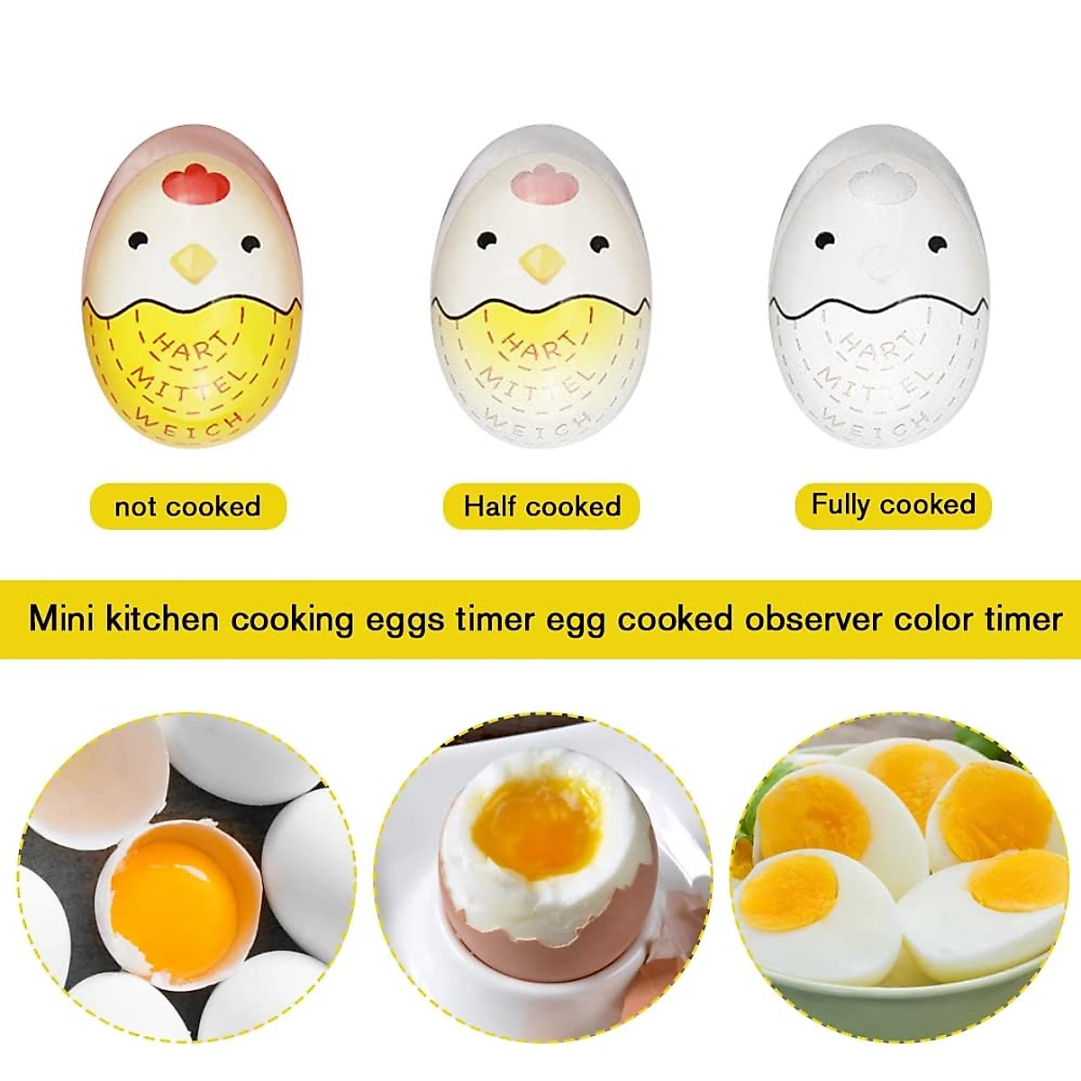 Finyoffiy 2 Pack Egg Timer for Boiling Eggs Hard Boiled Egg Timer That Changes Color When Done