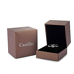 Castillna Sterling Silver Twisted Flame Simulated Diamond CZ Cubic Zirconia Engagement Wedding Bridal Rings Set