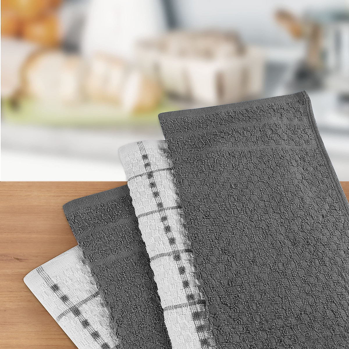 Utopia Towels Bundle of 24 Kitchen Dish Towels & Bar Mops - 12 Pack Tea Towels - 12 Pack Bar Towels - 100% Ring Spun Cotton - Soft, Absorbent & Multipurpose (Grey)