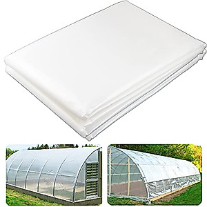 Yowlieu 12' x 25' Clear Greenhouse Plastic Sheeting, 6 Mil UV Resistant Polyethylene Greenhouse Film Hoop Green House Plastic Cover for Farms, Agriculture, Garden
