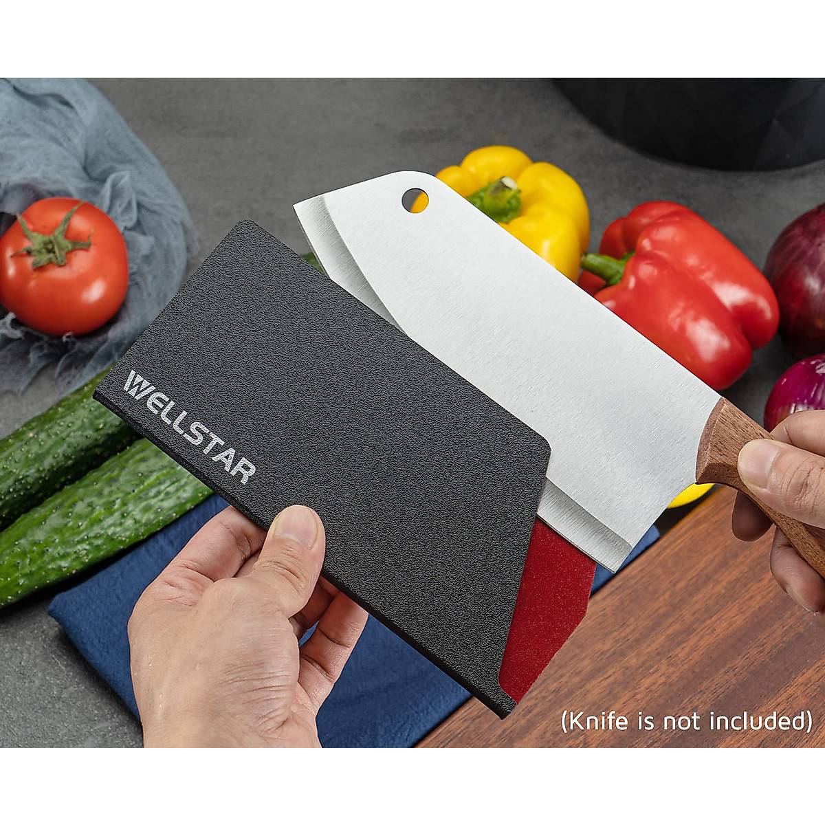 WELLSTAR Big Knife Edge Guard, Wide Meat Cleaver Knife’s Blade Covers, BPA Free ABS Protective Blade Sheath, Non-Scratch Felt Lining Butcher Chef Knife Cover (Knives not included)