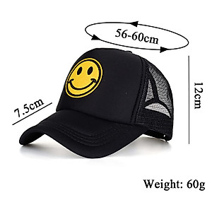 RUINUO Smile Face Baseball Cap Adjustable Trucker Hat Foam Mesh Back Hats