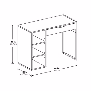 OSP Home Furnishings Ravel 40-Inch Wide Writing Desk, White