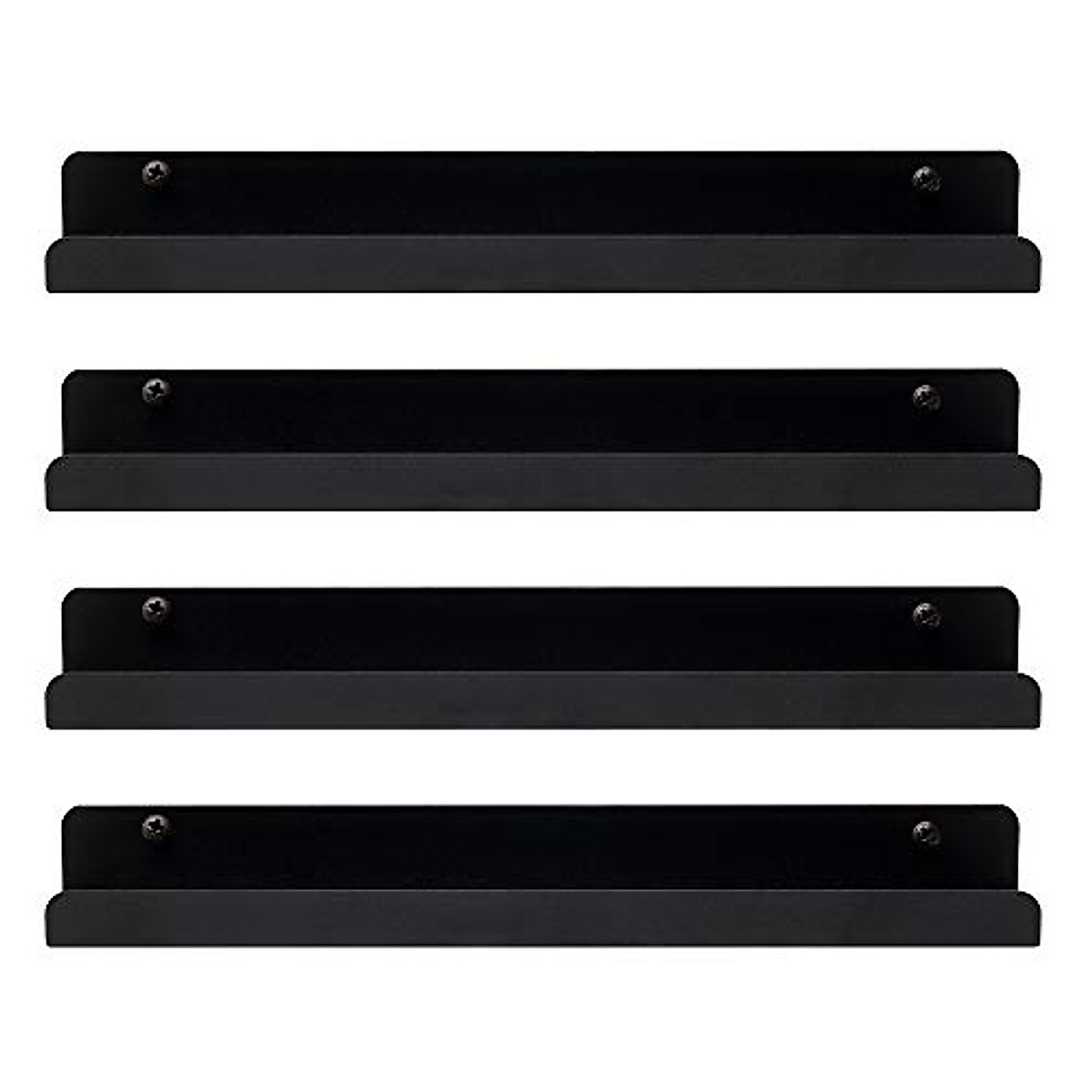Hudson Hi-Fi Floating Vinyl Shelves - Vinyl Record Wall Shelves for Quick Access & Safekeeping - 4-Pack Black Satin Wall Shelves & Record Storage Wall - Minimalist Album Mount for Wall