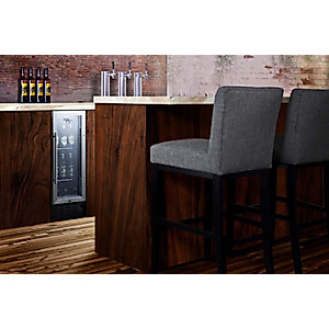 Summit Appliance SCR1225B Built-In 12" Wide Undercounter Commercial Glass Door Beverage Center with Lock, Auto Defrost, Professional Handle, Digital Thermostat, LED Lighting and Black Cabinet