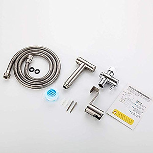 JIYTG Portable Travel Bidet Sprayer Connects to Faucet Mixer Tap 304 Stainless Steel Toilet Spray Gun Set Small Shower Dual Mode Toilet Bidet