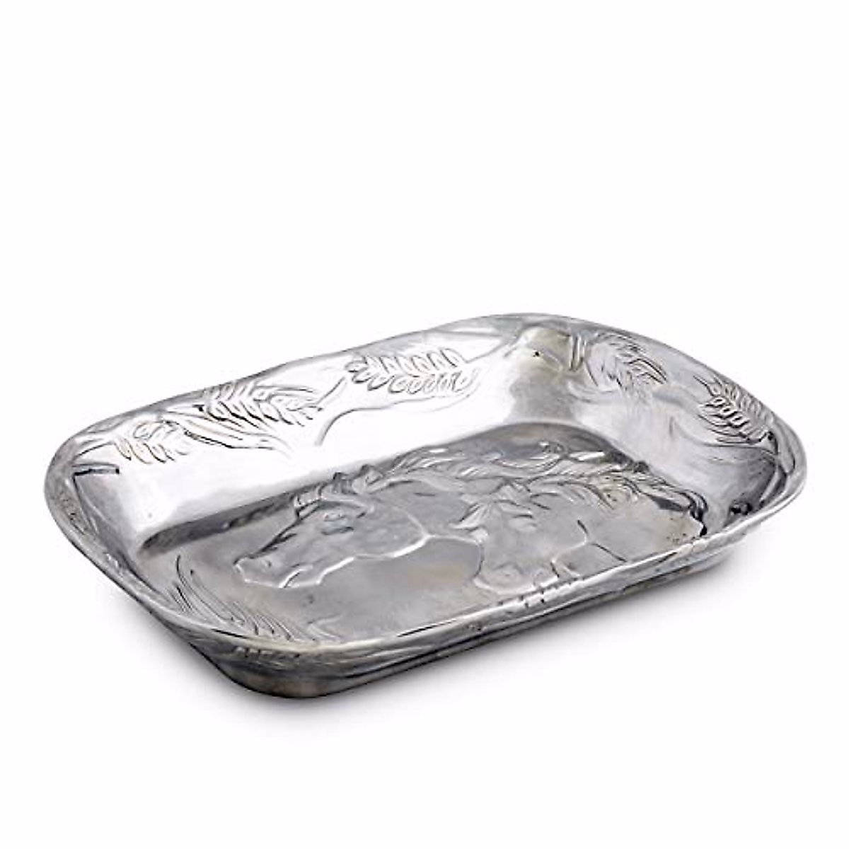 Arthur Court Aluminum Metal Horse Equestrian Food Service Tray, Desktop Storage Organizer, Catchall, Valet, Nightstand or Dresser 9.5 inch Long