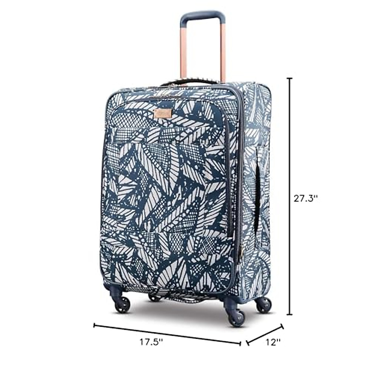 American Tourister Belle Voyage Softside Luggage with Spinner Wheels, Floral Indigo Sand, Checked-Medium 25-Inch