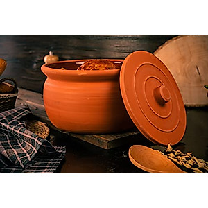 LUKSYOL Clay Pot for Cooking, Large Pot, Big Pots for Cooking, Handmade Cookware, Cooking Pot with Lid, Terracotta Pot, Terracotta Casserole, Brown Clay Pots for Cooking, Dutch Oven Pot