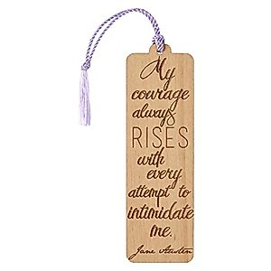 Wood Bookmark - Jane Austen Pride and Prejudice Quote - Laser Engraved - Made in The USA - Wooden Book Mark with Lavender Tassel - Elizabeth Bennet