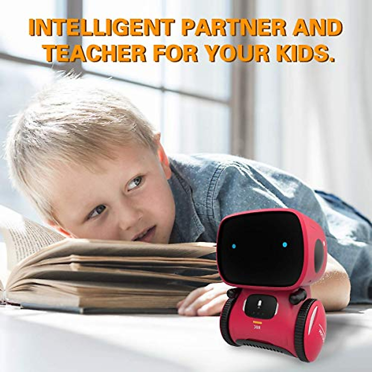 98K Kids Robot Toy, Smart Talking Robots, Gift for Boys and Girls Age 3+, Intelligent Partner and Teacher, with Voice Controlled and Touch Sensor, Singing, Dancing, Repeating