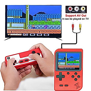 Handheld Game Console Retro Mini Game Player with 400 Classical FC Games Supporting 2 Players & TV Connection , Gift Birthday (Game Console Red)