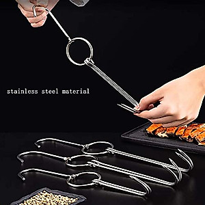 Setaria Viridis 3 PCS Double Meat Hooks Roast Duck Bacon Hams Shop Hook BBQ Grill Drying Hanger Cooking Tools Accessories for Peking Duck (Silver)