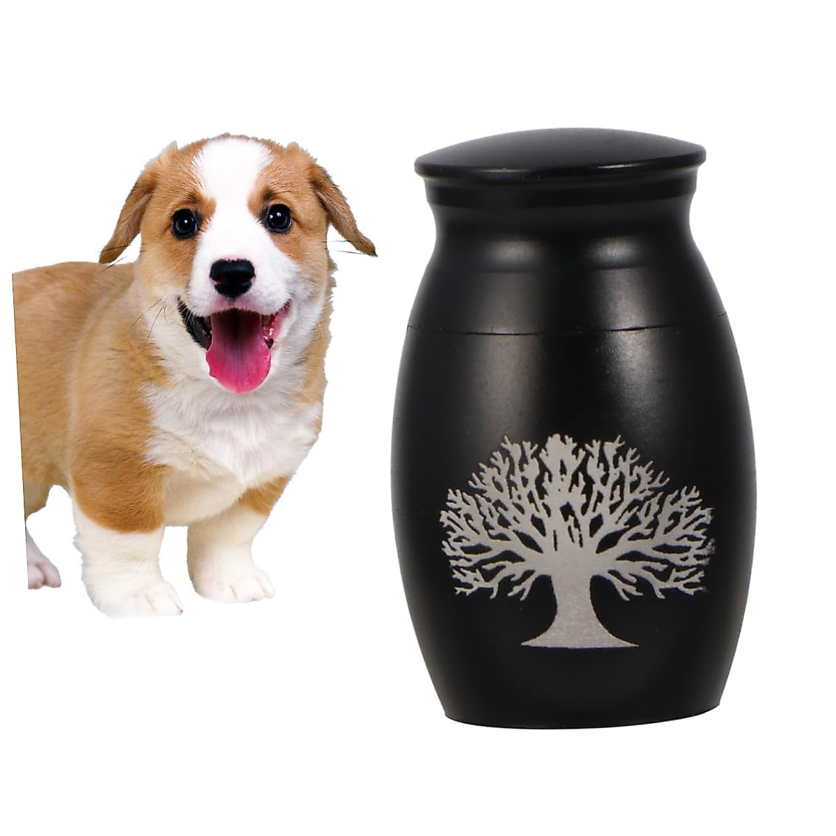DECHOUS Stainless Steel Urn Pet Cinerary Urn Printed Cremation Urn Decent Pet Funeral Casket Commemorative Casket