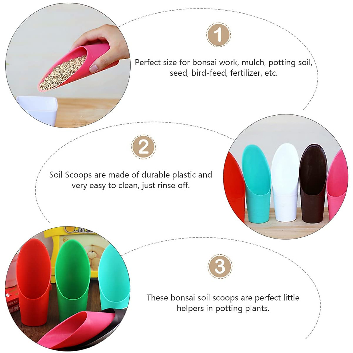 Happyyami 5pcs Gardening Shovel Tools Succulent Plants Scoop Bonsai Soil Scoop Plant Soil Scoop Bonsai Tool Garden Bucket Scoop Bonsai Bucket Scoop Bucket Shovel Potting Plastic