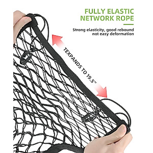 RACOONA Motorcycle Cargo Net,Car Accessories Cargo Net for Motorcycle Helmet Storage,10"X11" Elastic Double Layer Bungee Net with 4 Metal Hook
