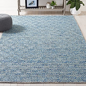 SAFAVIEH Natura Collection Area Rug - 9' x 12', Blue, Handmade Wool, Ideal for High Traffic Areas in Living Room, Bedroom (NAT503B)
