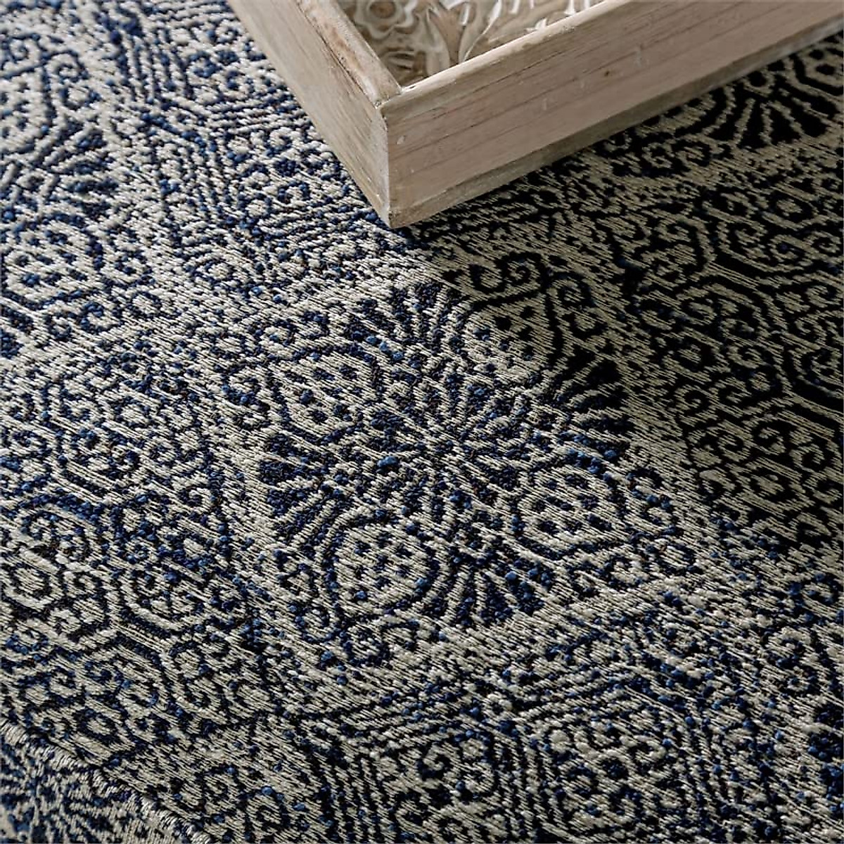 Furniture of America Calistoga Fabric Ivory 4pc Sofa Set with Checkered Ottoman