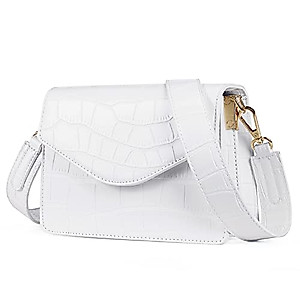 CLUCI Cross Body Bag Purses for Women, Vegan Leather Trendy Purse with Two Shoulder Strap, Women's Shoulder Bag Crocodile White