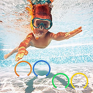 4pcs Diving Rings 5.3 Inch Underwater Swimming Pool Toy Rings for Kids ...