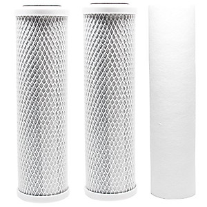 2-Pack Replacement Filter Kit Compatible with Krystal Pure KR15 RO System - Includes Carbon Block Filters & Polypropylene Sediment Filter - Denali Pure Brand