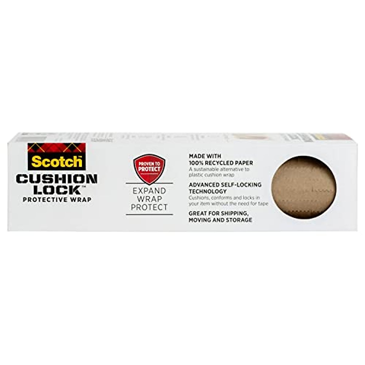 Scotch Cushion Lock Protective Wrap, 12 in x 30 ft, Sustainable Packaging Solution for Packing, Shipping and Moving, No Scissors or Tape Needed, Great Alternative to Bubble Cushion Wrap (PCW-1230)