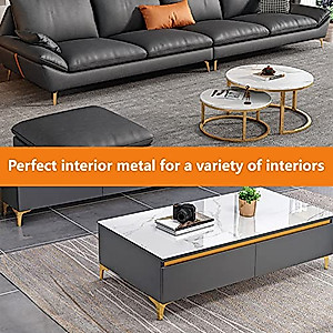 WEICHEN 4 inch Metal Furniture Legs, Modern Triangle Legs for Furniture Set of 4 Couch Legs DIY Replacement Legs for Cabinet Sofa Cupboard Chair Ottoman Dresser (Gold)