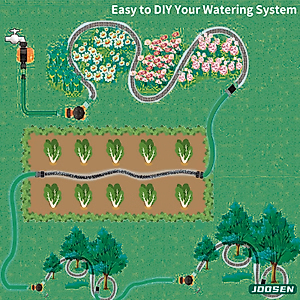 JOOSEN Soaker Hose 50ft 1/2" Flat Double Layer Consistent Drip Hose Saving 80% Water Leakproof Kink Free Vegetable Garden Pvc Hose