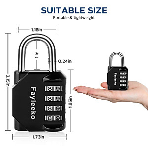 Combination Lock, 4 Digit Combination Padlock for School Gym Sports Locker, Fence, Toolbox, Case, Hasp Cabinet Storage (2 Pack, Black)