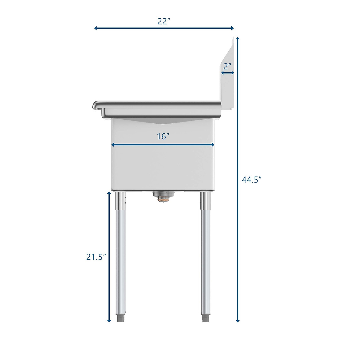KoolMore - SB141611-12B3 2 Compartment Stainless Steel NSF Commercial Kitchen Prep & Utility Sink with 2 Drainboards - Bowl Size 14" x 16" x 11", Silver