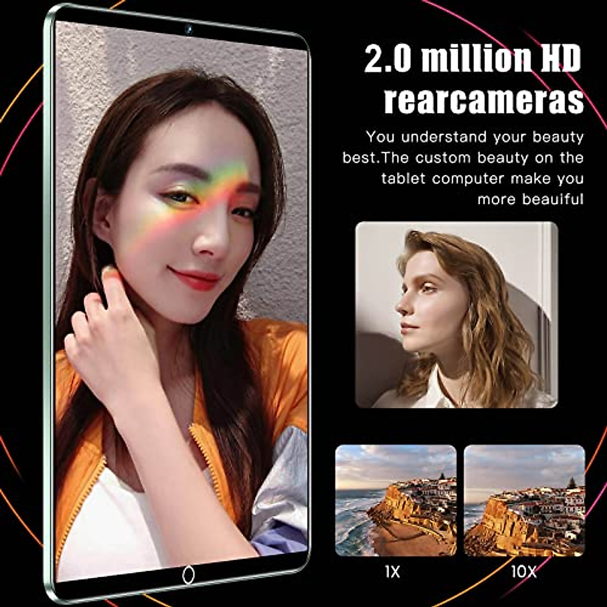 Android 6.0 Tablet, 10.1 Inch Full HD screen Octa-Core Processor 1GB RAM+16GB ROM 4000 mAh Battery Laptop, and Dual Speakers support double card Notebook (Black)