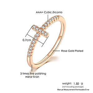 18K Gold Plated Cubic Zirconia Cross Ring For Women Simulated Diamond CZ Statement Ring Jewelry (18K Gold, 9)