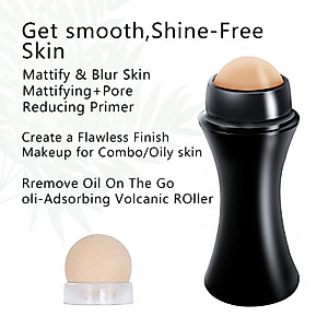 Oil-Absorbing Volcanic Face Roller, Reusable Face Roller Skin Care Facial Skin Care Tools, Oil Control Face Roller Stone, Suitable For Female Girls Makeup Massage Beauty Accessories(Black Set)