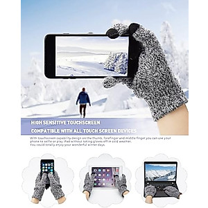 Womens Winter Warm Knit Beanie Hat Touchscreen Gloves Long Neck Scarf Set with Fleece Lined Skull Caps Gifts for Women Men Black