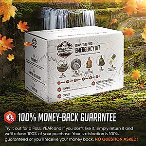 10 Piece Emergency Survival Shelter Kit - 1 Emergency Tent, 1 Emergency Sleeping Bag, 1 Emergency Blanket, 1 Summer Poncho, 1 Winter Poncho and More! Perfect for EDC, Car Kit, Bugout or Get Home Bag.