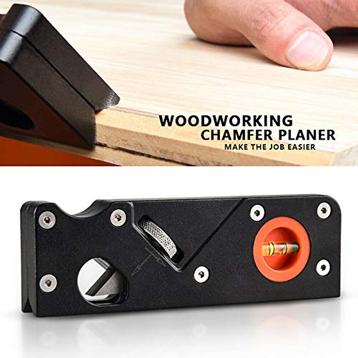 Block Planer+Adjustable SpokeShave Woodworking Set, Metal 45 Degree Manual Wood Planer Plane & Flat Base Metal Blade SpokeShave DIY Woodworking Craft Hand Tool